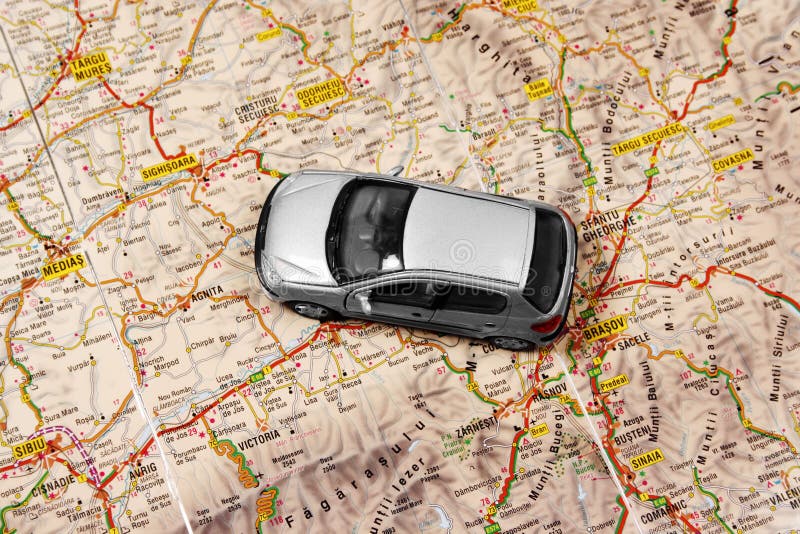 Car on the map stock photo. Image of destination, equipment - 13581536