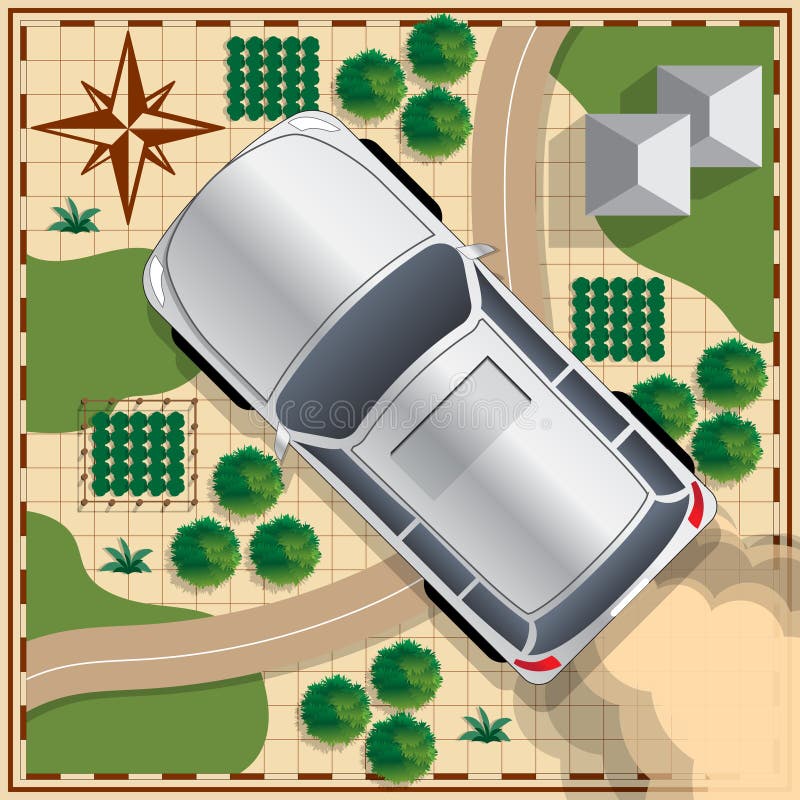 Car on a map background. stock vector. Illustration of rides - 88040601