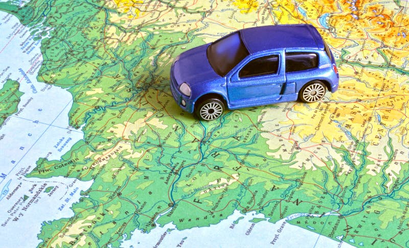 Car on a map stock image. Image of rent, holidays, freeway - 36574715