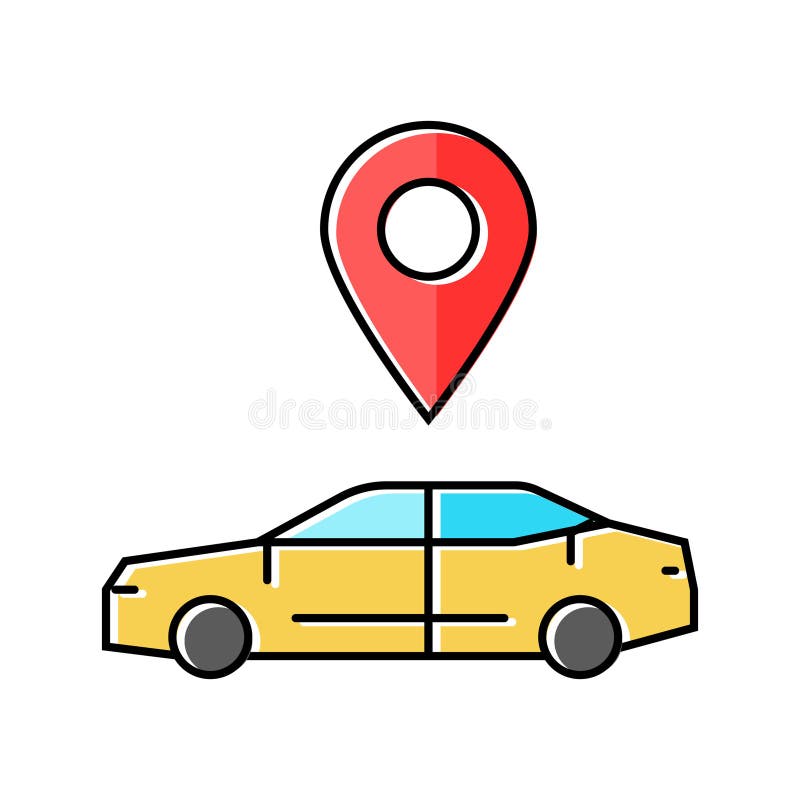 Car Map Location Color Icon Vector Illustration Stock Illustration ...