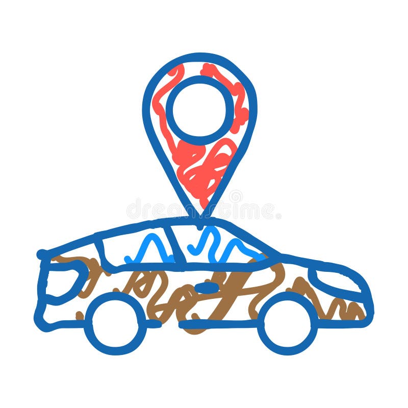 Car Map Location Icon Doodle Illustration Stock Illustration ...