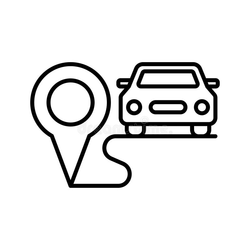 Car in Map Pointer Pictogram. Taxi, Car Sharing or Rental Car Location ...