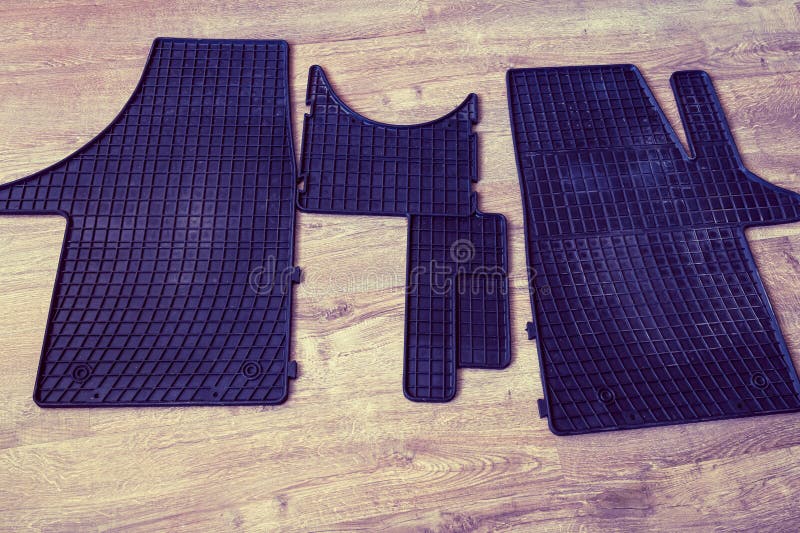 Car Mat. Natural Light. Black Rubber Mat. Close-up. Stock Photo - Image ...