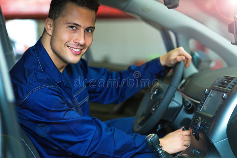Car Mechanic in Auto Repair Shop Stock Image - Image of auto, checking ...