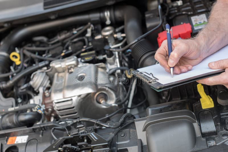 Car Mechanic Checking a Car Engine Stock Photo - Image of motor, shop ...