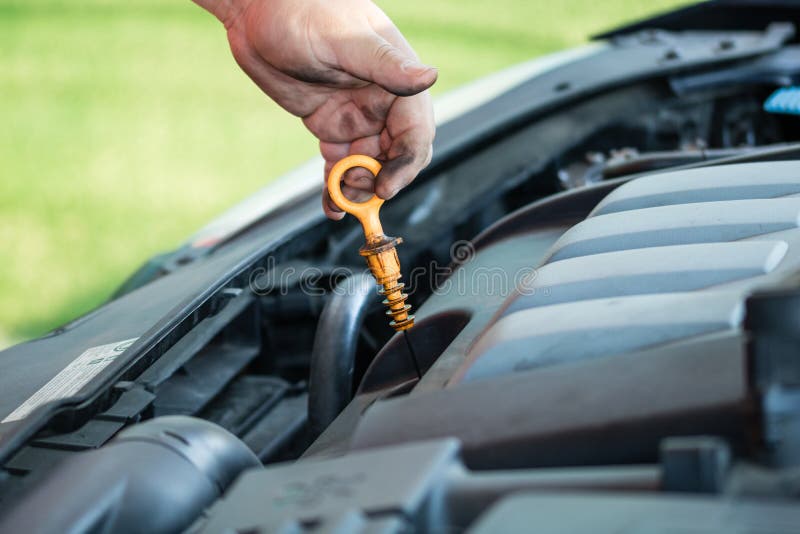 Car Mechanic Checking the Engine Oil Level Stock Image - Image of auto ...