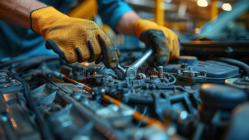Car Mechanic Fixes Car Close Up Stock Photo - Image of combustion, hand ...