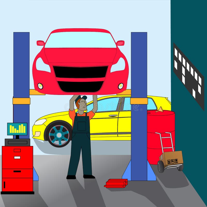 Mechanic Under Car Clip Art Stock Illustrations – 13 Mechanic Under Car ...