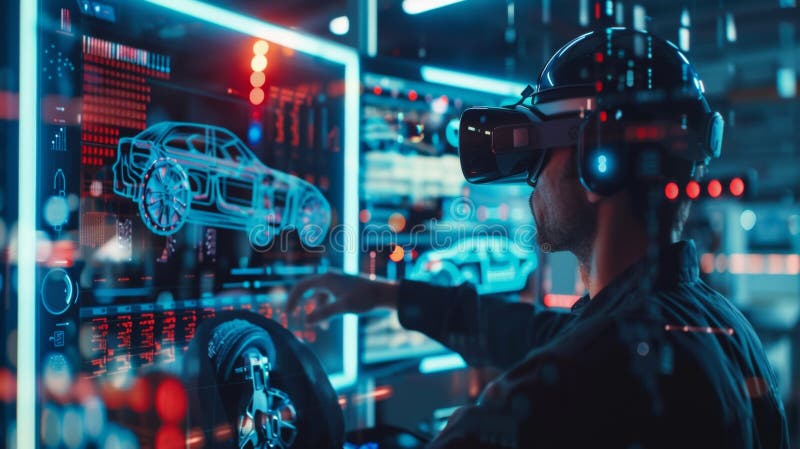 A Car Mechanic Using a 5Genhanced VR Program To Practice Diagnosing and ...