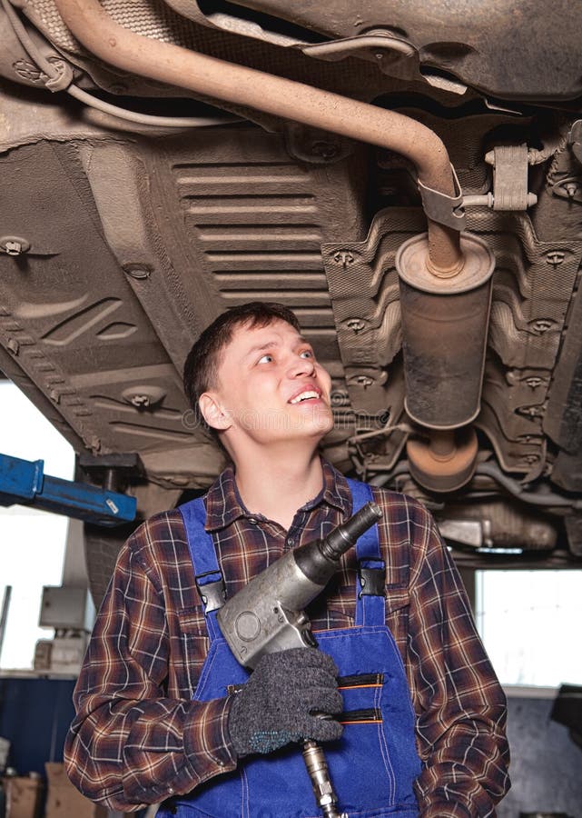 Car Mechanic Working in Auto Repair Service Stock Photo - Image of ...