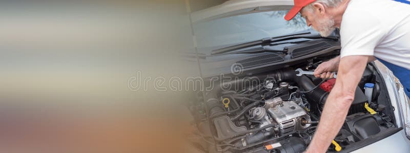 Car Mechanic Working on Car Engine Stock Image - Image of working ...