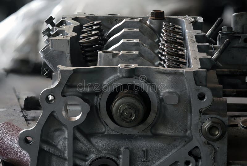Metal Engine Parts with Production Drawings. Stock Image - Image of ...