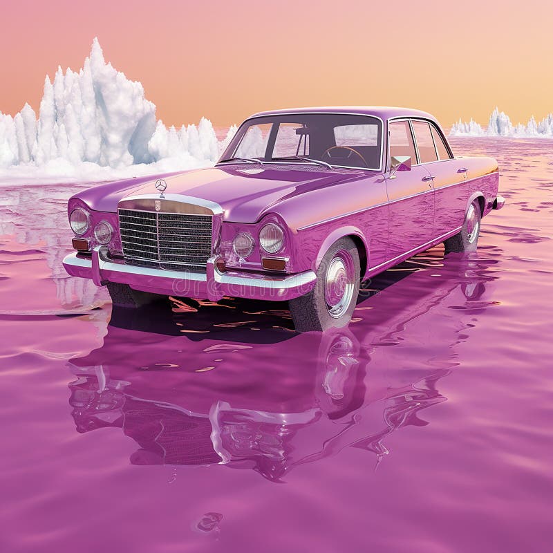 Car with Metallic, Melting, Surrealistic Look. Stock Illustration ...