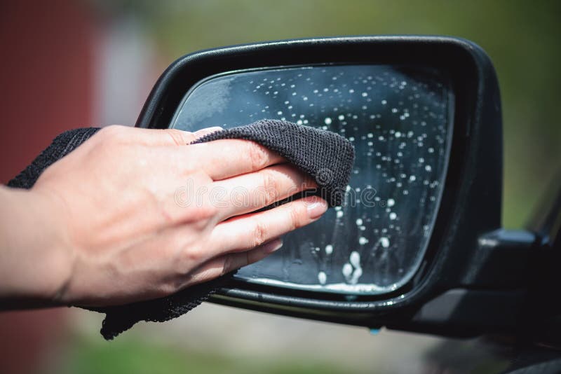 Car mirror cleaning stock photo. Image of wash, washing - 180909052