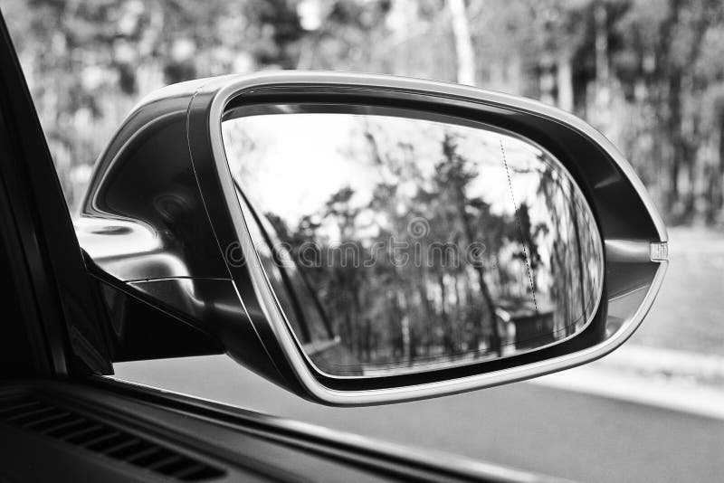 Ð¡ar Mirror. Forest in Rear View Mirror Close Up Stock Photo - Image of ...
