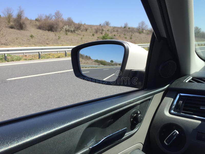 Car Mirror, Rear View Mirror with Highway Stock Photo - Image of road ...