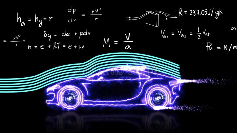 Car Model Animation of Aerodynamics Theory and Physics Mathematical ...