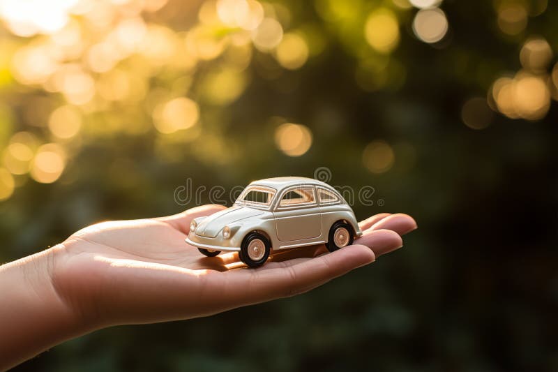Car model on child hand stock illustration. Illustration of doors ...
