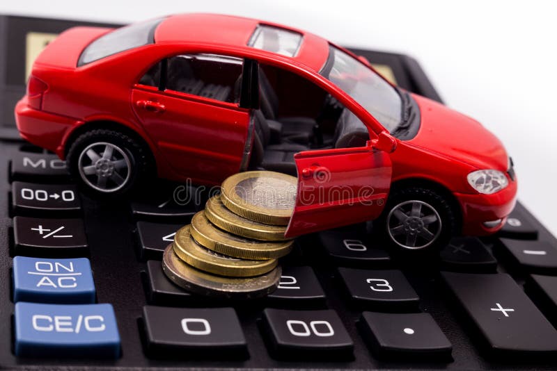 Car model and coins stock image. Image of transport, white - 65471123