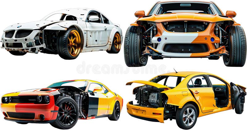 Car Models Collection on Transparent Background Featuring Modified ...