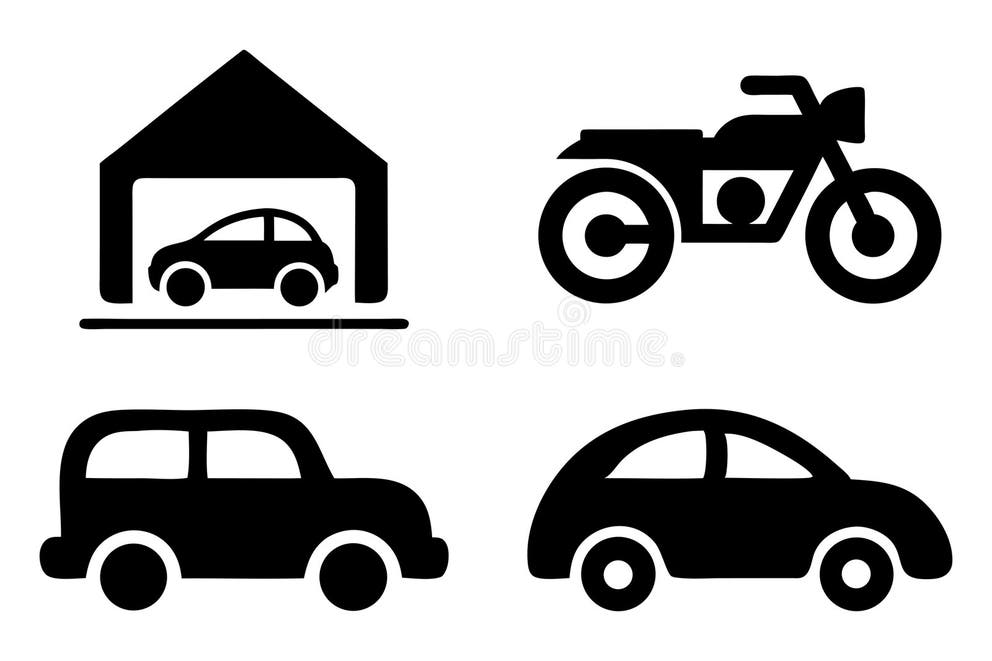 Car and Motorcycle Icon Set. Stock Vector - Illustration of motorcycle ...