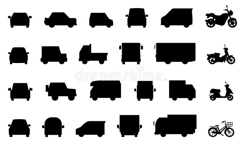 Car and motorcycle icons - stock illustration. Illustration of ...