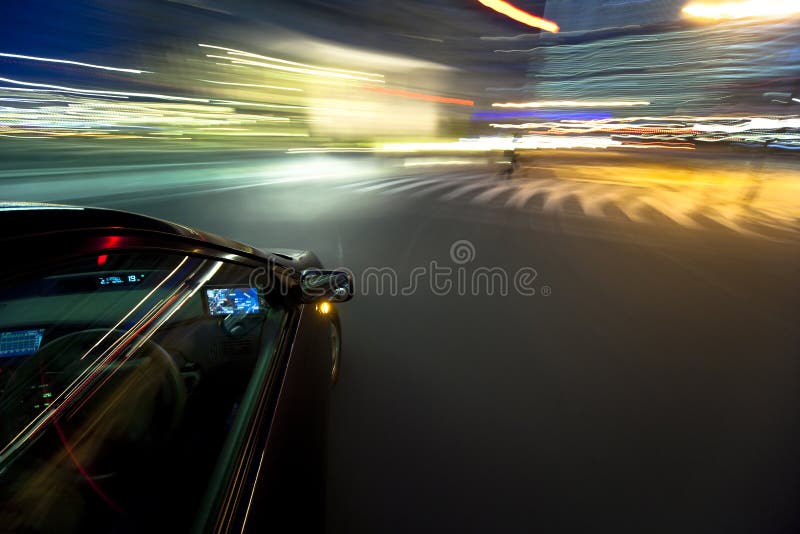 Night Drive with Car in Motion Stock Photo - Image of abstract, light ...