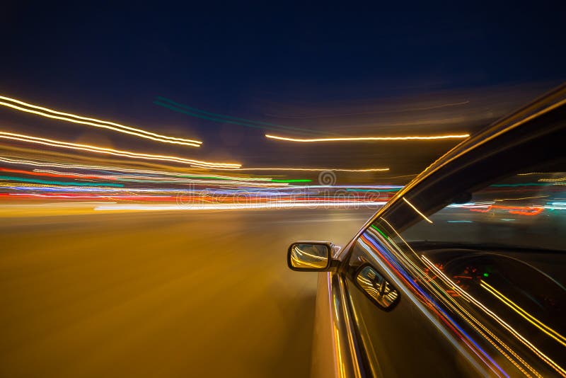 The Car Moves at the Night. Stock Photo - Image of motorway, city: 75261660