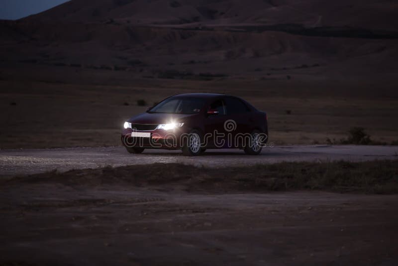 Car Moves at Night on the Road Stock Image - Image of transportation ...