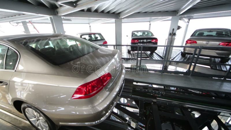 Car Moves To Empty Elevator in Modern Glassy Tower Stock Video - Video ...