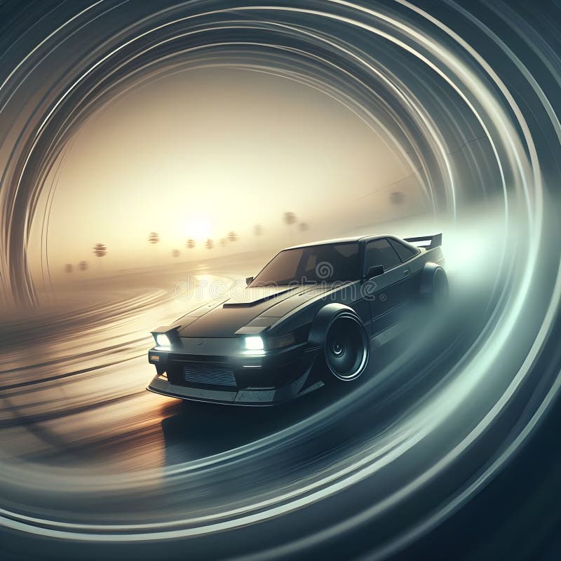 A Car Moving in Circles with a Blur Effect Emphasizes Its Circular ...