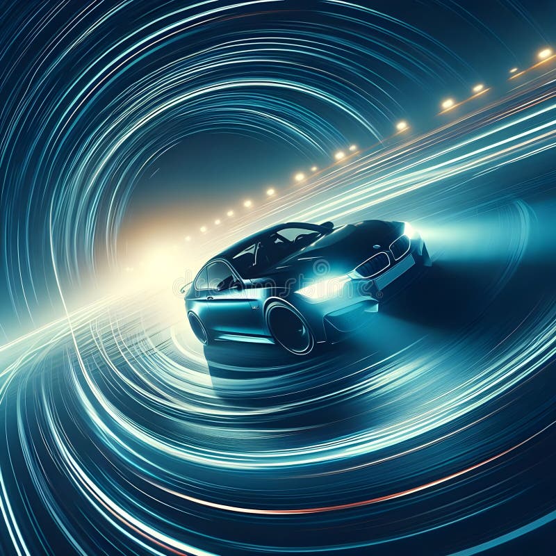 A Car Moving in Circles with a Blur Effect Emphasizes Its Circular ...