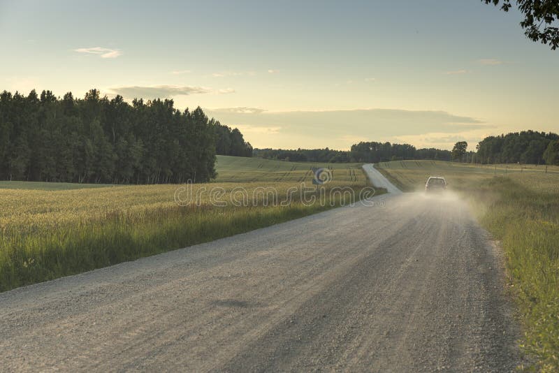 Car Moving Fast through Countryside Road Stock Image - Image of ...