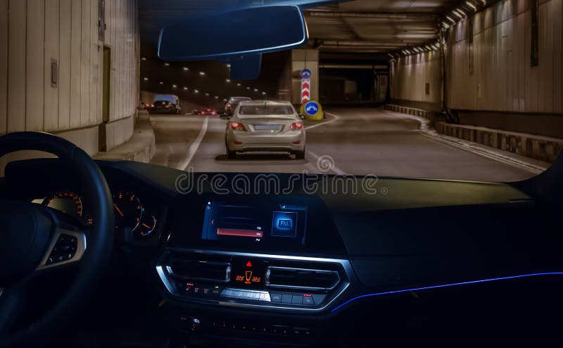 Car Moving on Highway at Night Stock Image - Image of human, blurred ...