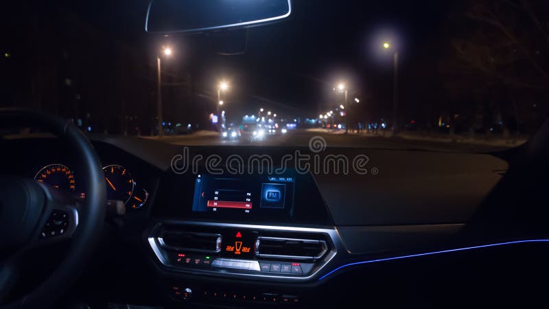 Car Moving on Highway at Night Stock Image - Image of multiple, people ...