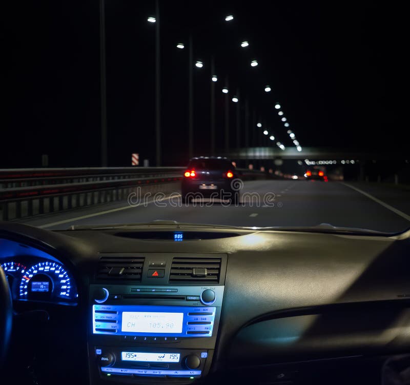 Car Moving on Highway at Night Stock Photo - Image of light, danger ...