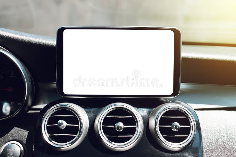 Car Multimedia Monitor with Empty Blank on Screen. Mockup Concept Stock ...