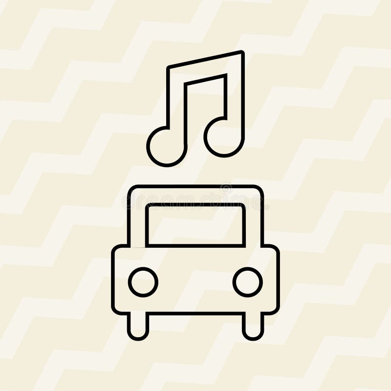 Car and Musical Note Design Stock Illustration - Illustration of flat ...