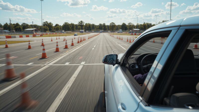 Car Navigating Obstacle Course with Motion Blur, Generative Ai Stock ...