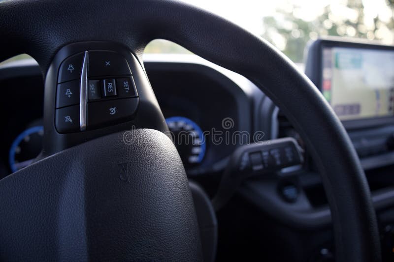 Car Navigation, Steering Wheel, Road. Stock Photo - Image of turn ...