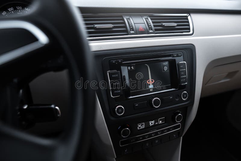 Car Navigation System in Modern Car Interior. Stock Image - Image of ...
