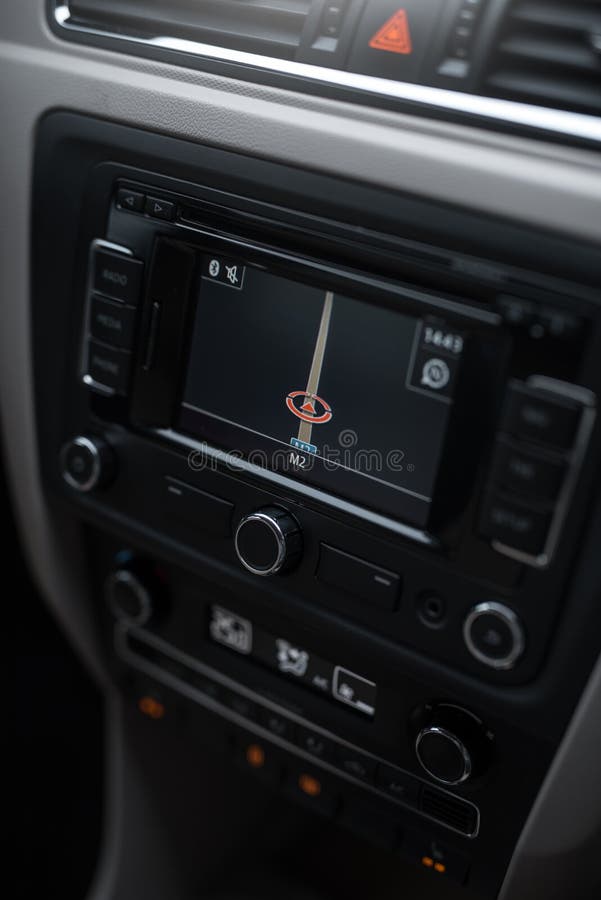 Car Navigation System in Modern Car Interior. Stock Image - Image of ...