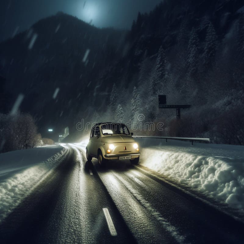 Car at Night on the Freeway. Generative AI Stock Illustration ...