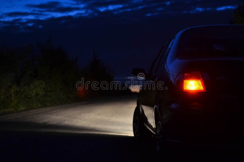 Car at Night , Rear View with Blur Effect Stock Photo - Image of speed ...