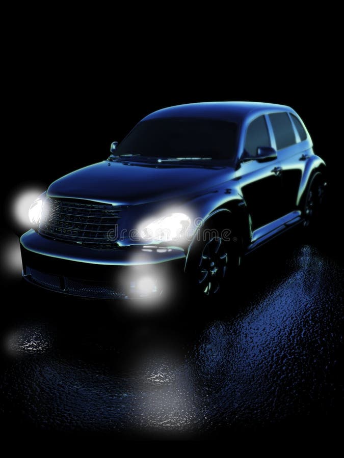 Car on night road stock illustration. Illustration of contrast - 15808189