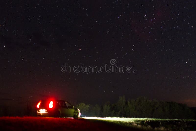 Car and night sky stock photo. Image of stars, light - 66159446