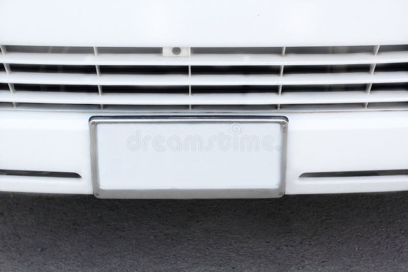White Car with Empty White Number Plate Stock Photo - Image of lamp ...