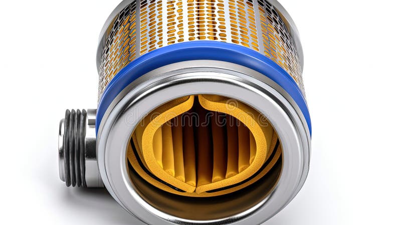 Car Oil Filter Isolated on White Background. Cross Section Gener Stock ...