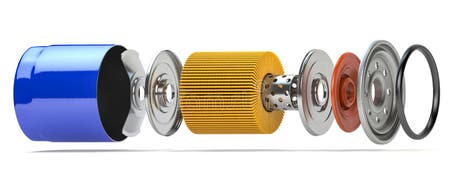 Car Oil Filter Isolated on White. Exploded View Stock Illustration ...