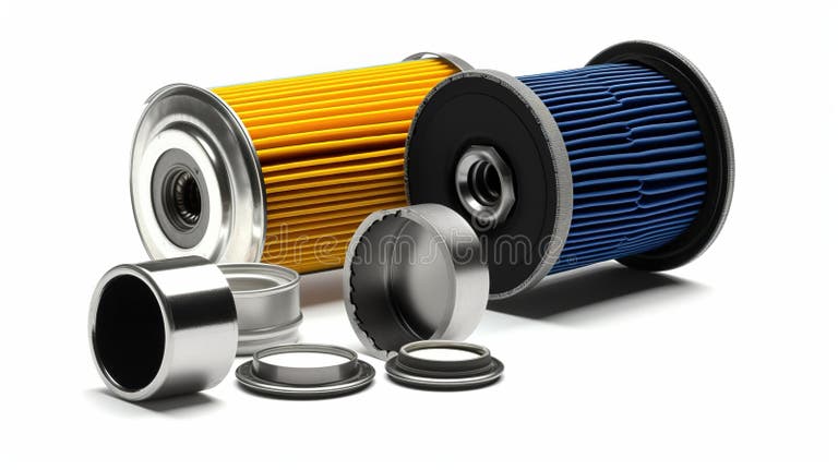 Car Oil Filter Isolated on White. Exploded View. Generative Ai Stock ...